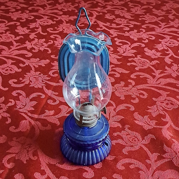 Wall Decor | Vintage Nasco Blue Glass Oil Lamp | Poshmark